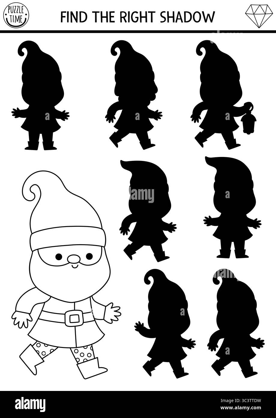 Fairytale dwarf cartoon forest Black and White Stock Photos & Images ...