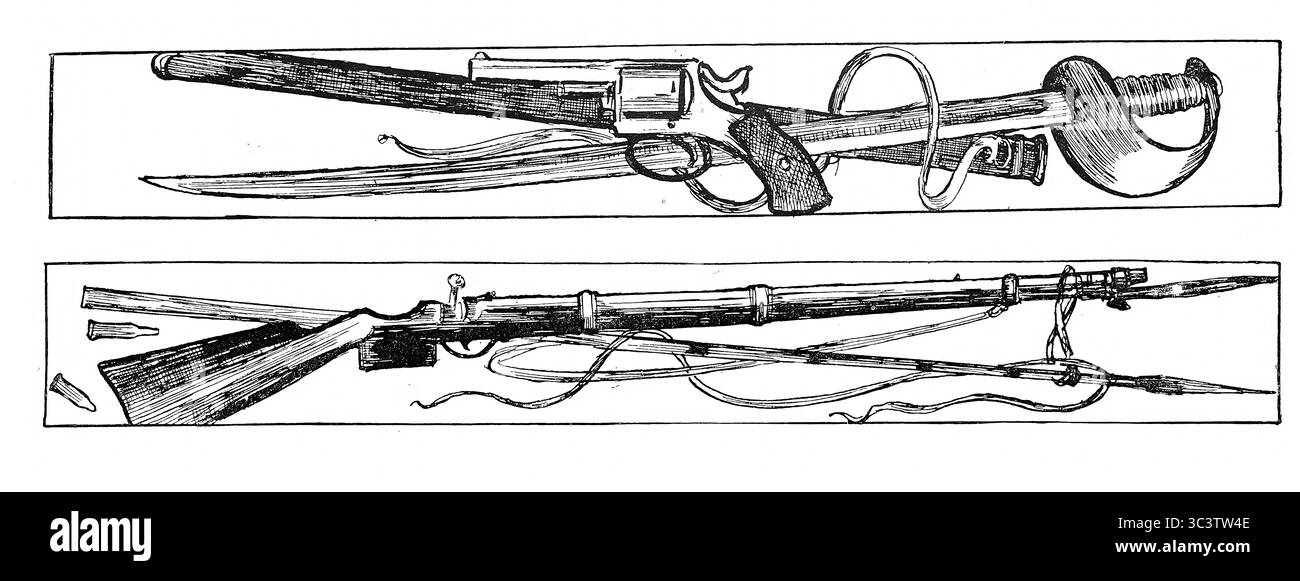 British weapons used in the Second Boar war, Cavalry sword, Pistol, Gun ...