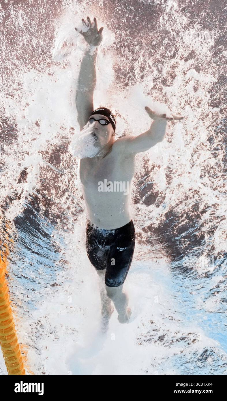Lukas MARTENS of Germany competes in the men's 400-meter freestyle ...