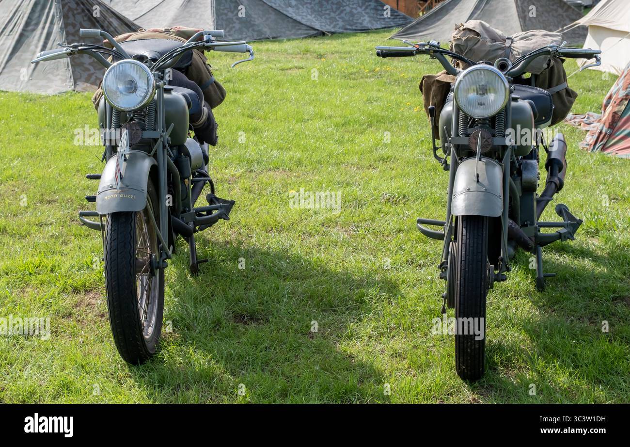 Front on view of two military motorcycles on display at the 2025 ...