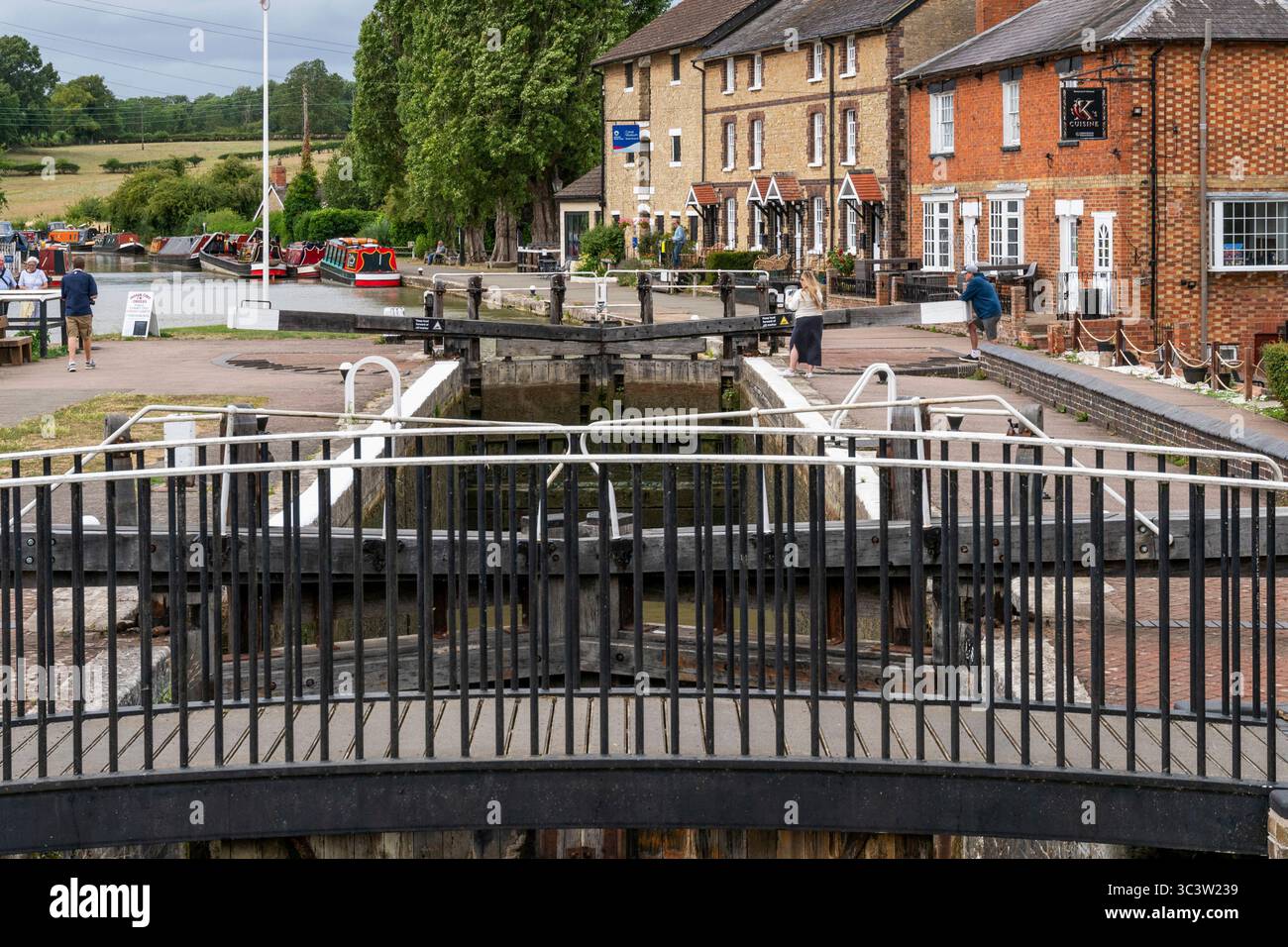 Lock gates canal scene at Stoke Bruerne, UK Stock Photo - Alamy