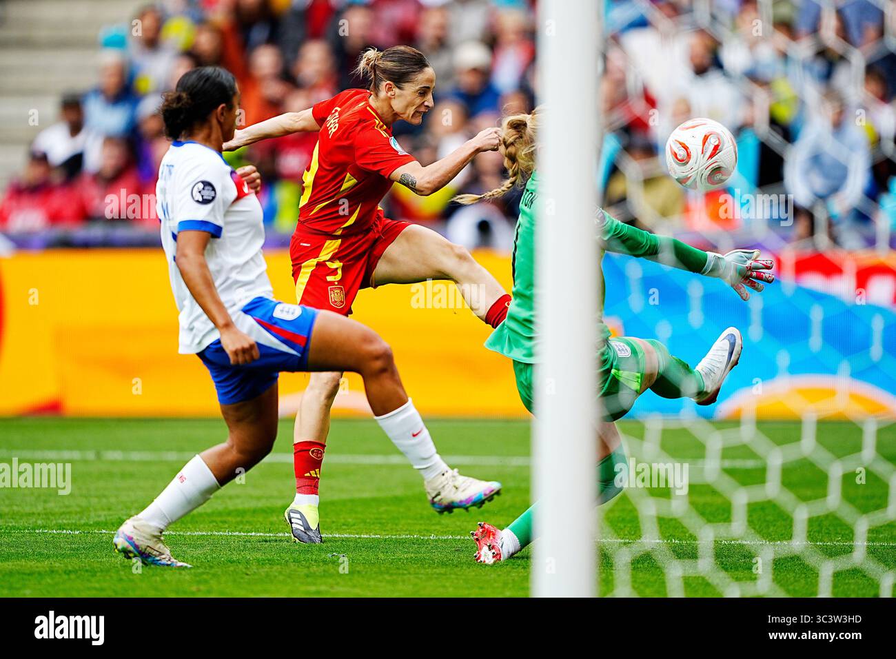 Spain's Esther Gonzalez (centre) attempts a shot on goal during the ...