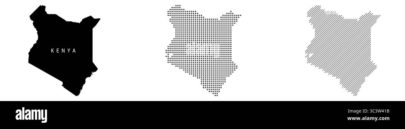 Kenya detailed silhouette map, dotted pattern and slanted parallel ...
