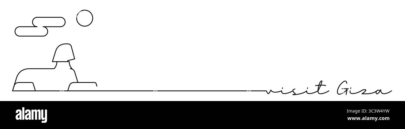 Giza, Sphinx, Egypt one line icon with caption. Continuous line drawing ...
