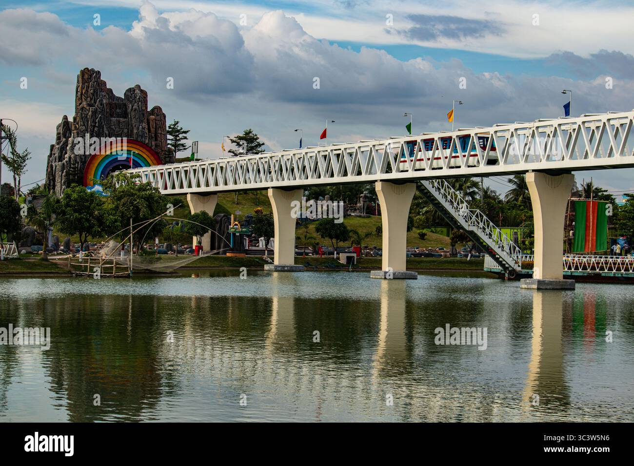 Bridge ride train in Chattogram amusement park Stock Photo - Alamy