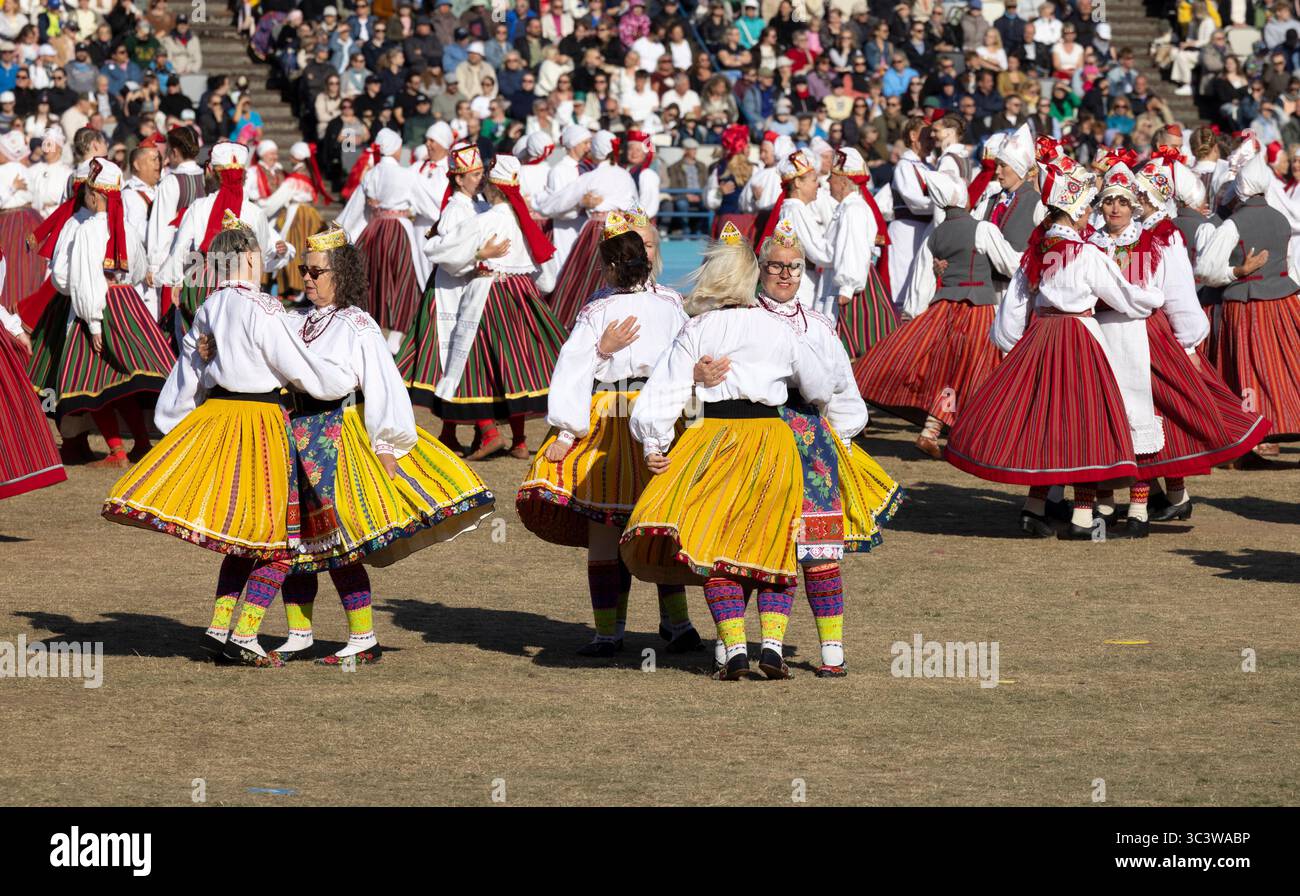 Tallinn, estonia, 4th July 2025: estonian folk dancers practicing their ...