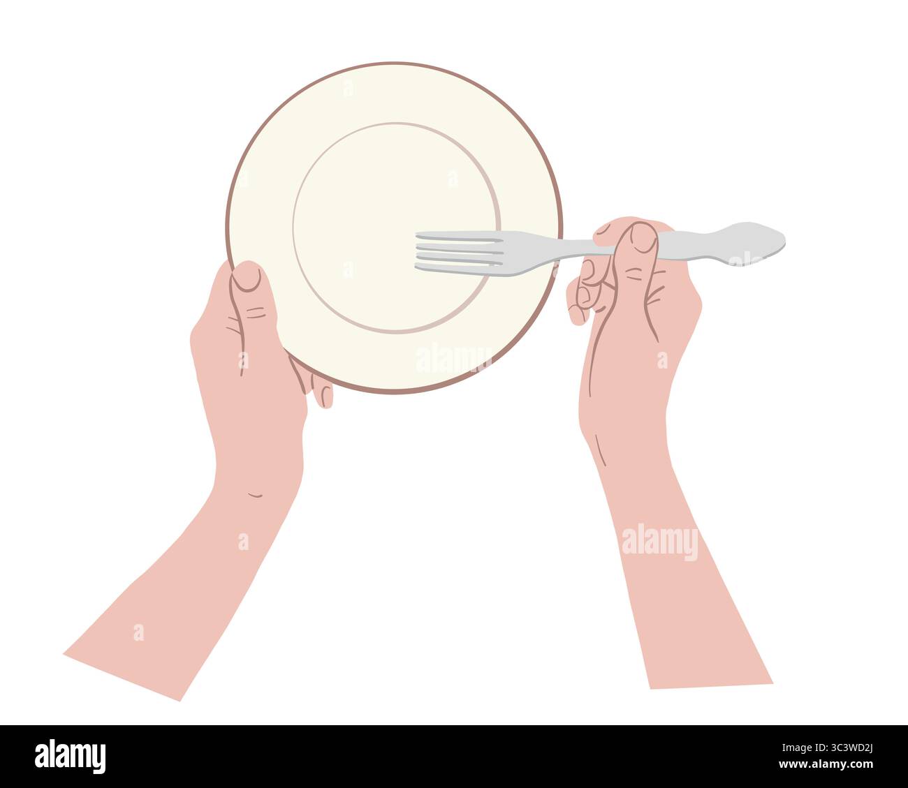 Female hand holding fork Stock Vector Images - Alamy
