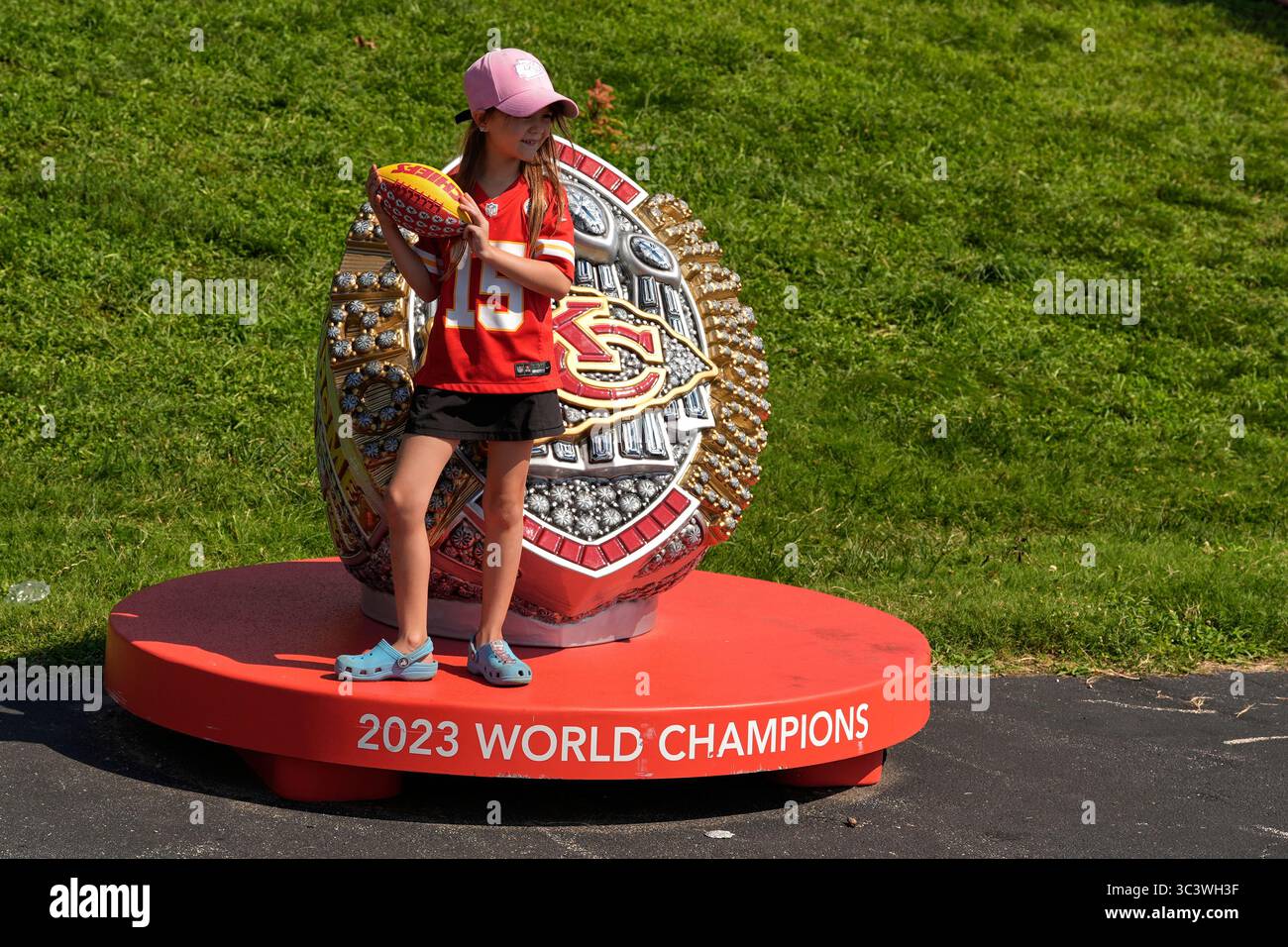Isabella Scott, age, 6, poses with an oversized Kansas City Chiefs ...