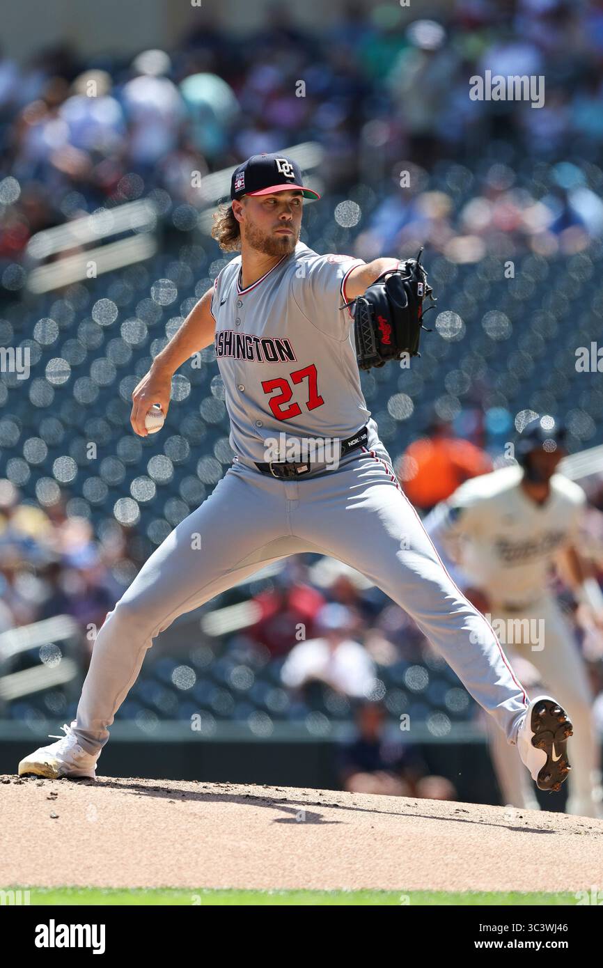 Washington Nationals pitcher Jake Irvin throws during the first inning ...