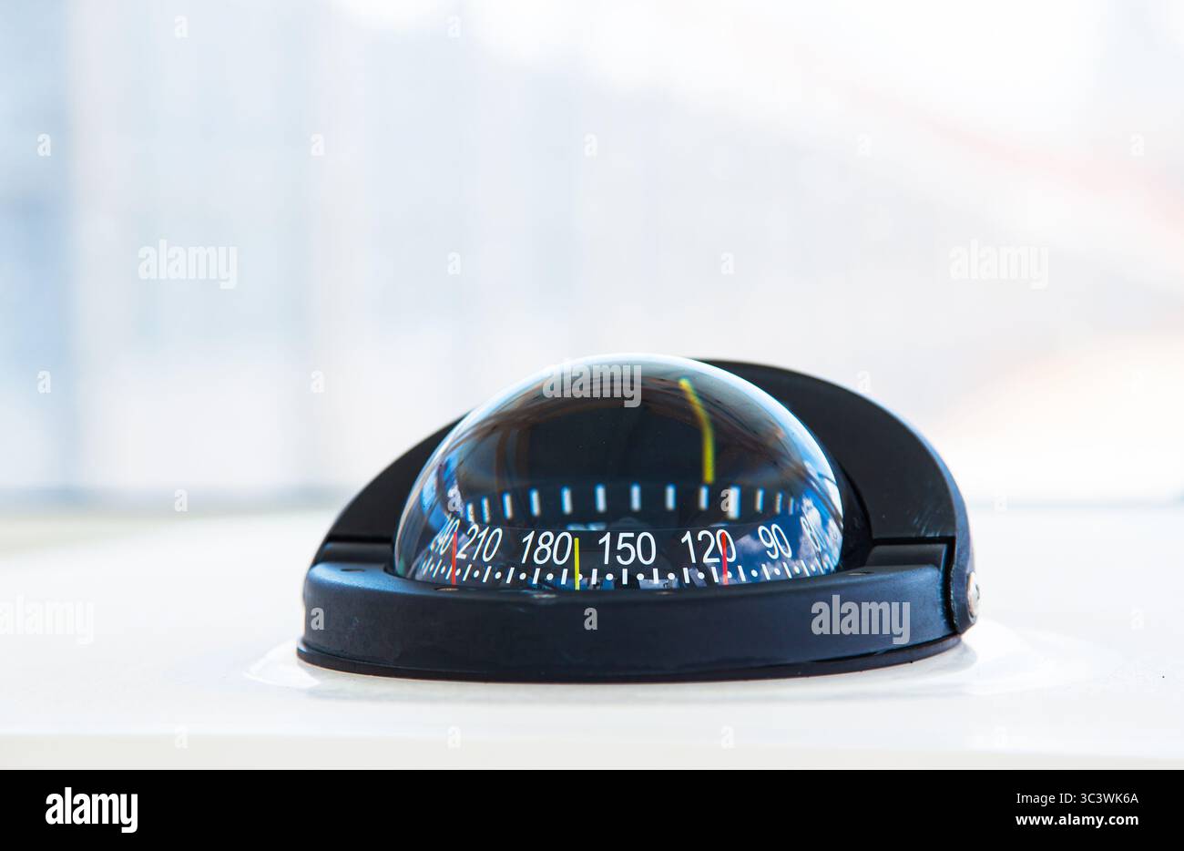 Gyro compass on an expensive yacht close-up. Yacht navigation equipment ...
