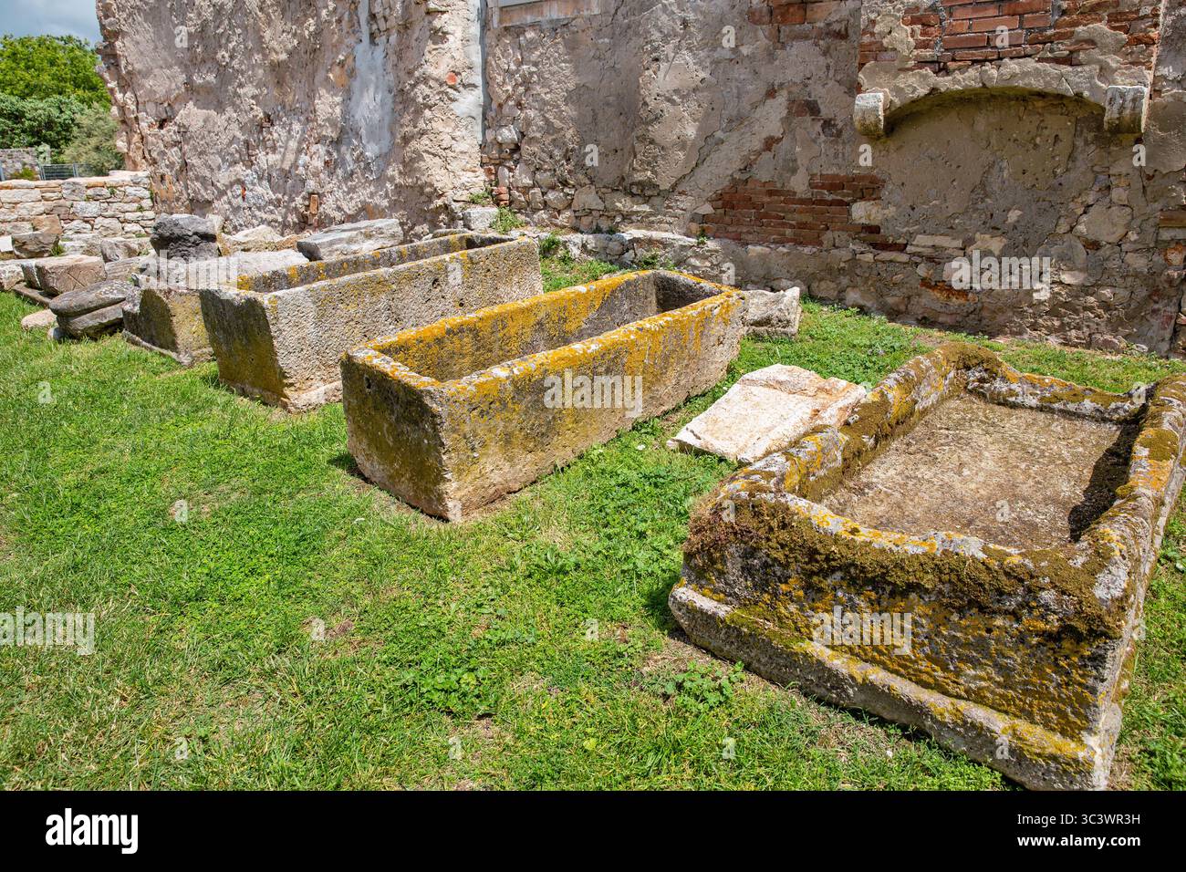 Ancient Roman archaeological site in Porec, Croatia showing excavated ...