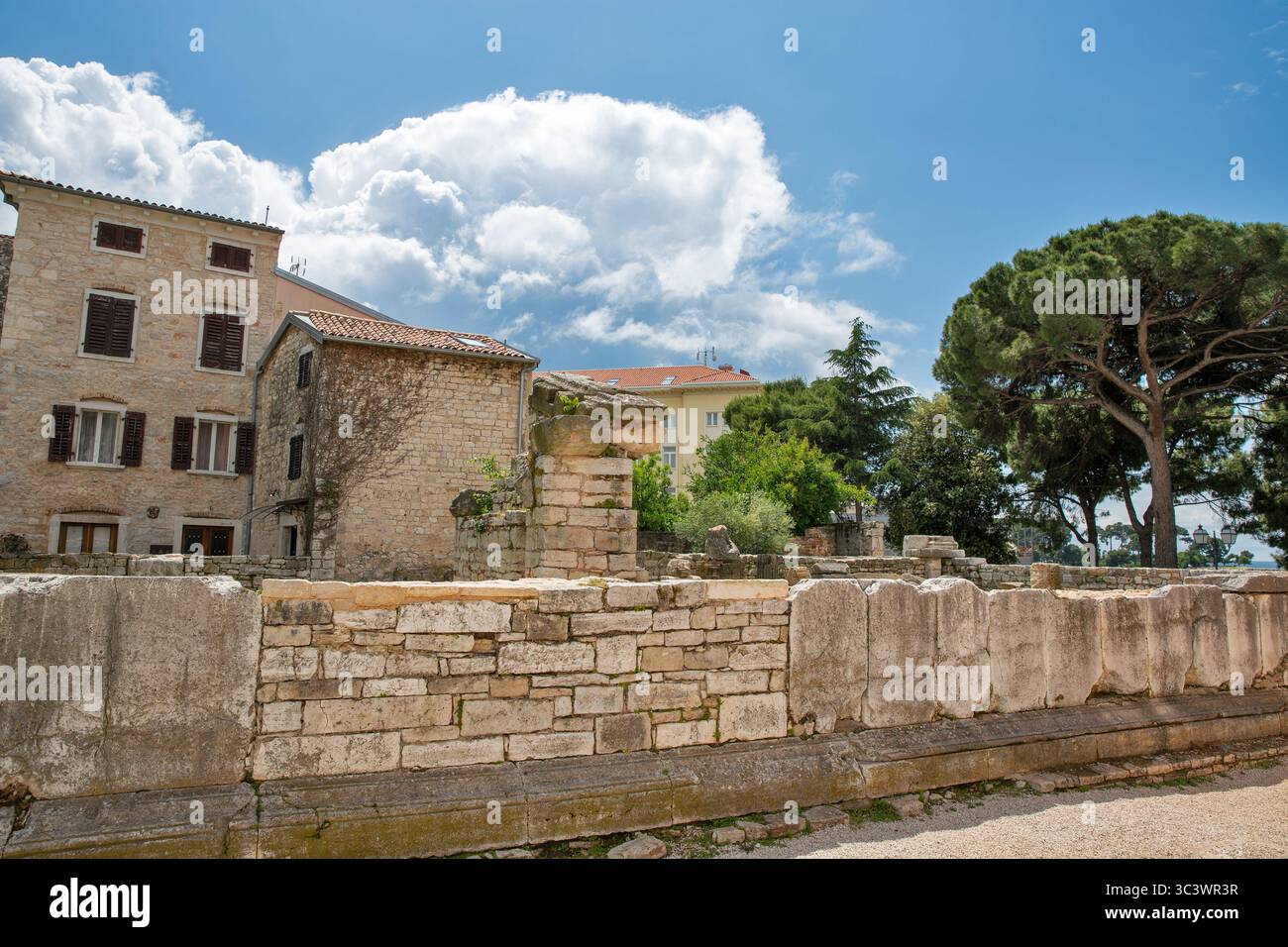 Ancient Roman stone walls and foundations with medieval Istrian stone ...