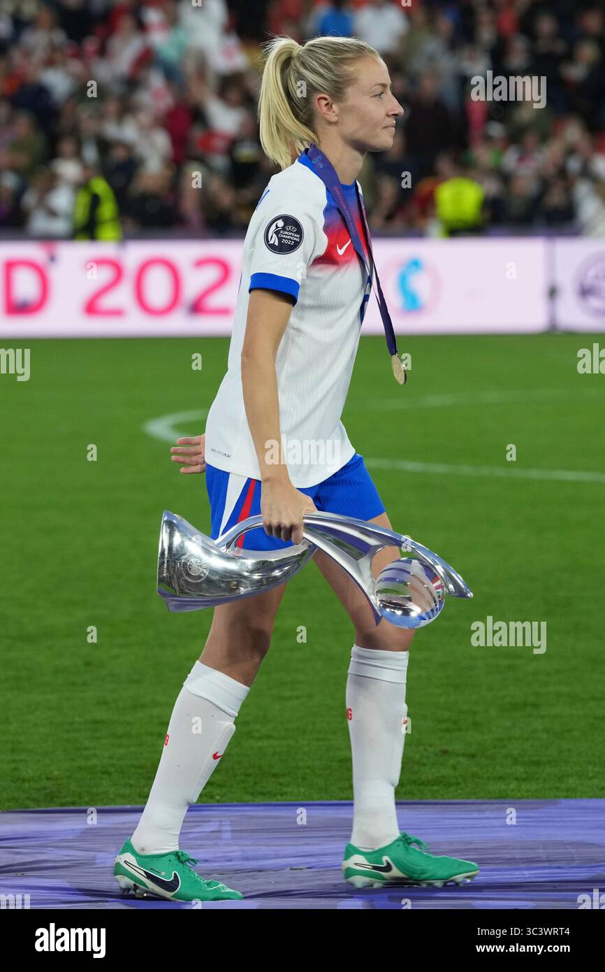 England's Leah Williamson carries the trophy after winning the Women's ...