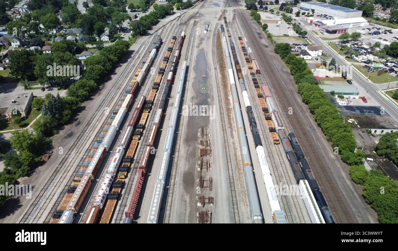 Aerial view of railway yard in London Ontario Canada Stock Photo - Alamy