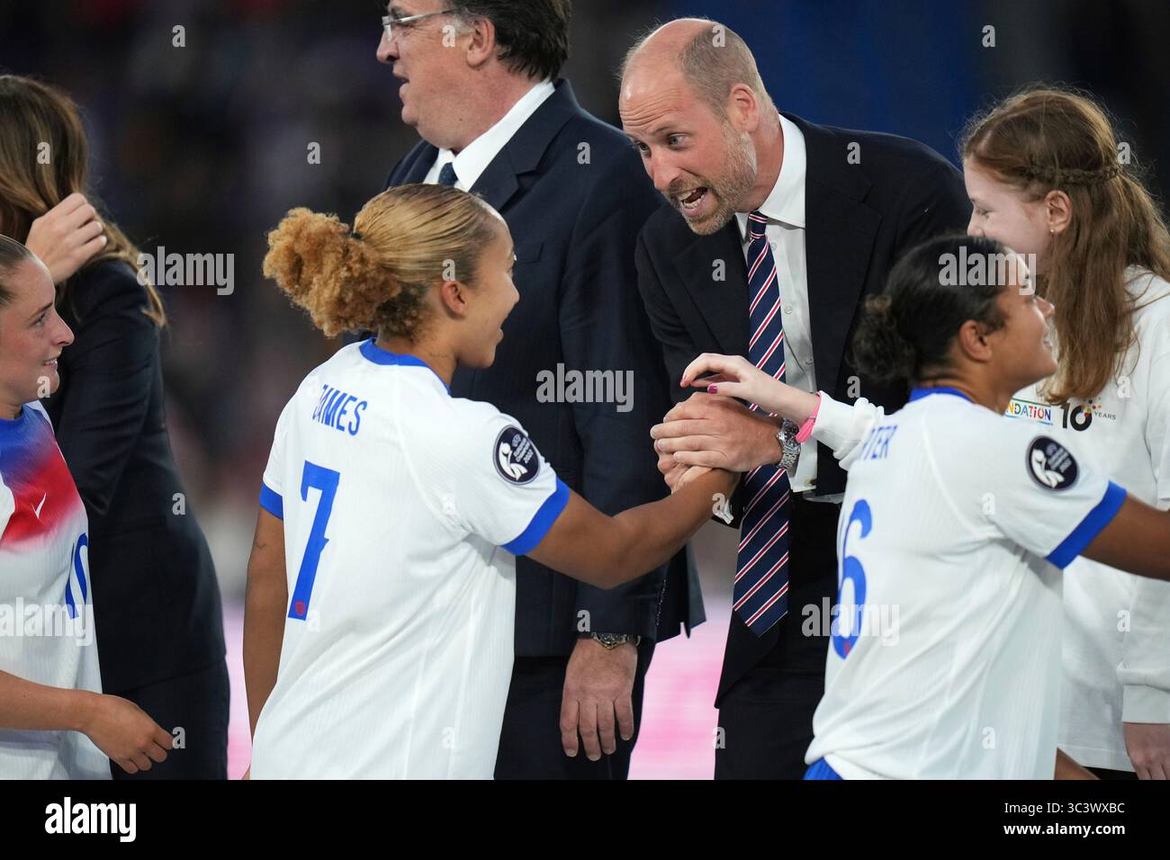 England's Lauren James shakes hands with Britain's Prince William after ...