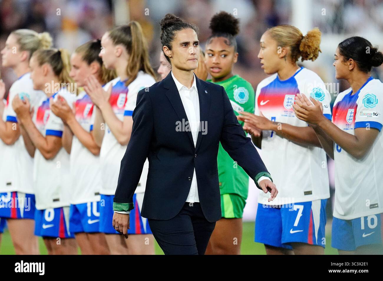 Spain manager Montse Tome reacts after losing the UEFA Women's Euro ...