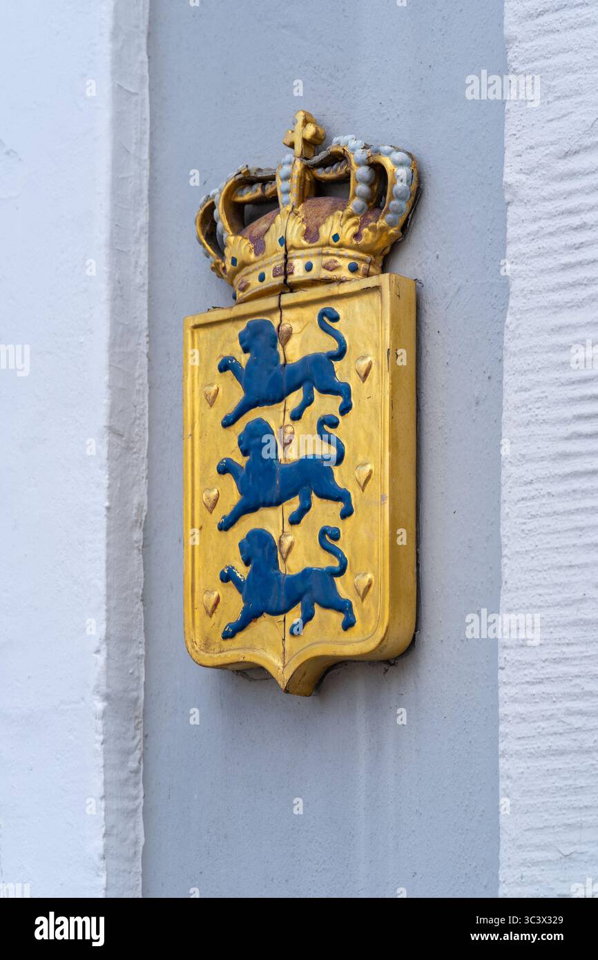 Danish Royal Coat of Arms Plaque with Three Blue Lions and Crown Stock ...