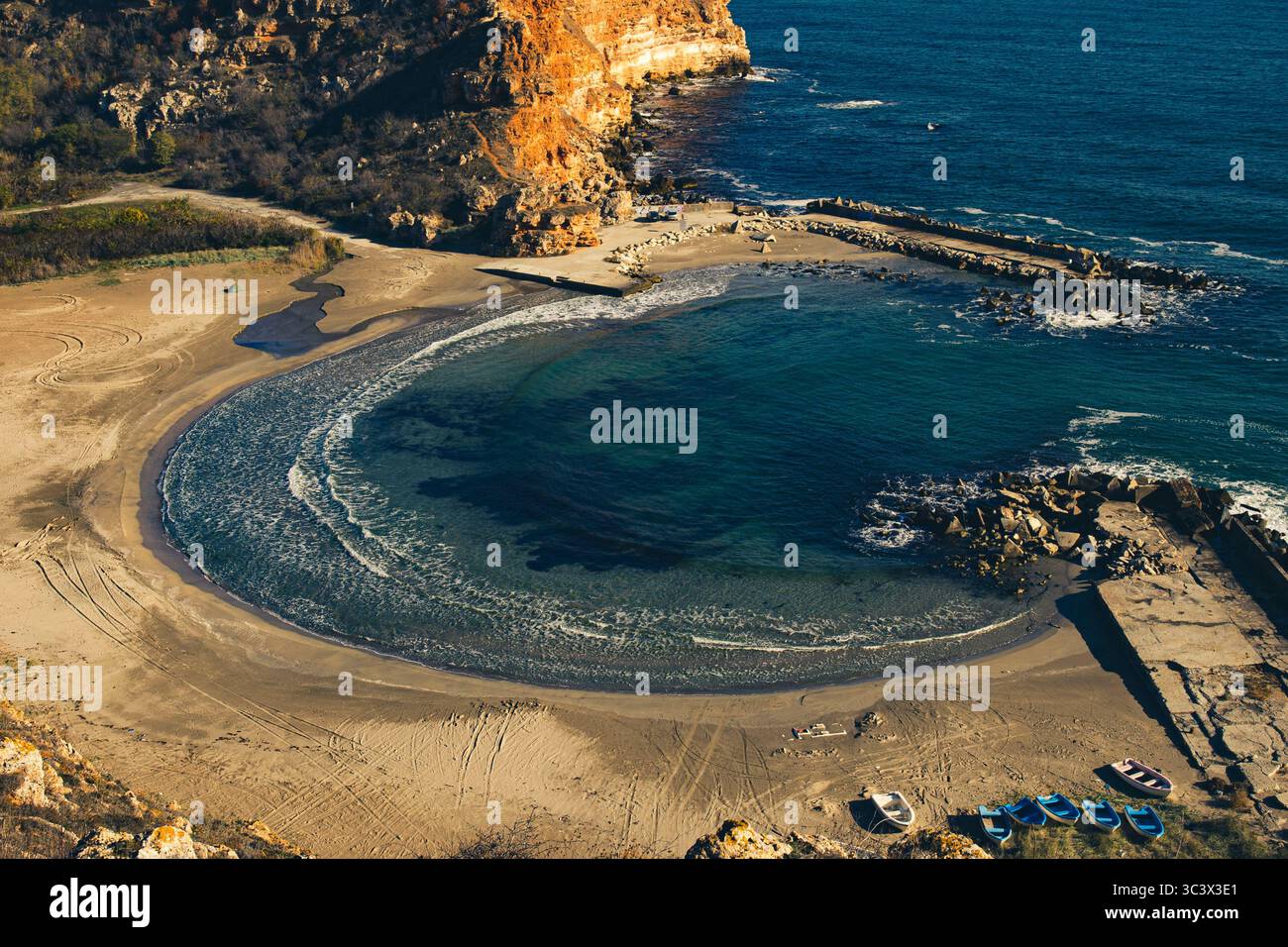 A hidden cove carved into the rugged cliffs of Bulgaria’s northern ...