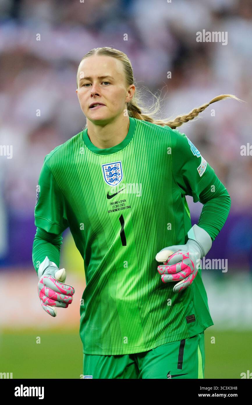 England goalkeeper Hannah Hampton in action during the UEFA Women's Euro 2025 final at St. Jakob ...