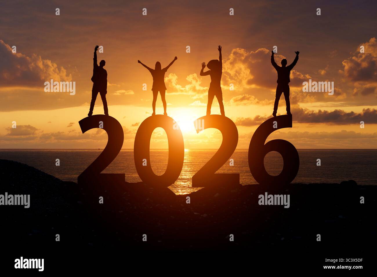 2026 numbers silhouetted against glowing hi-res stock photography and ...