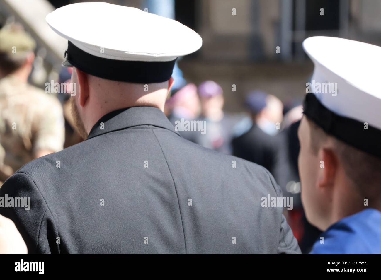 Navy sailors in uniform with their backs to camera Uniformed Heads and ...