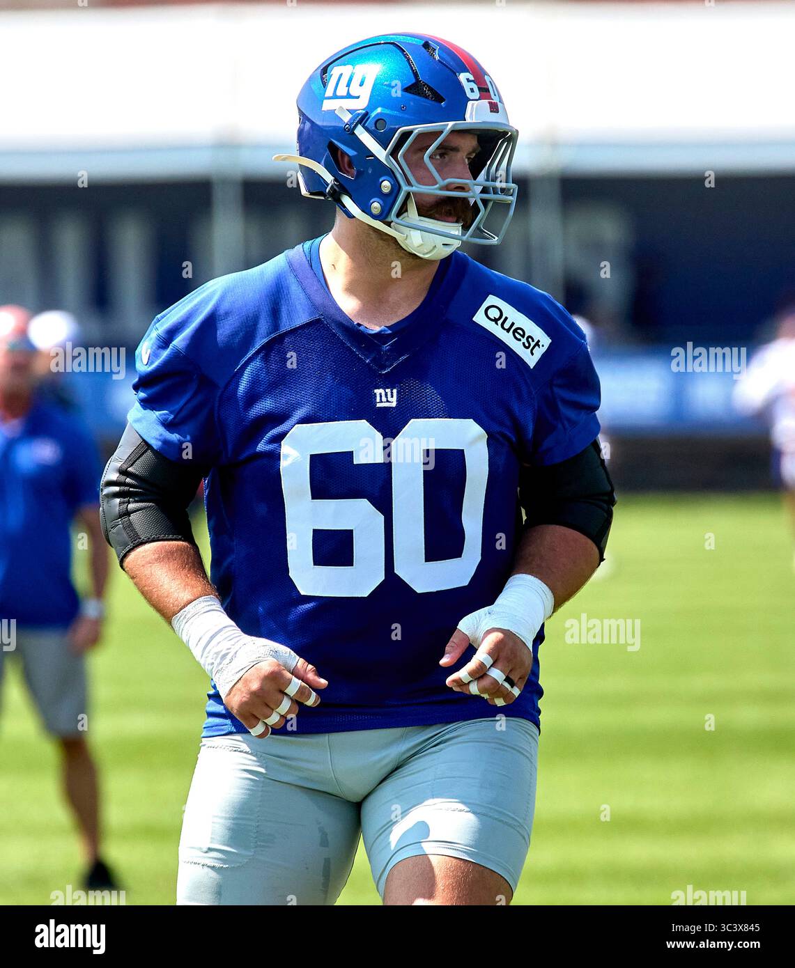New York Giants center Bryan Hudson (60) during training camp at the ...