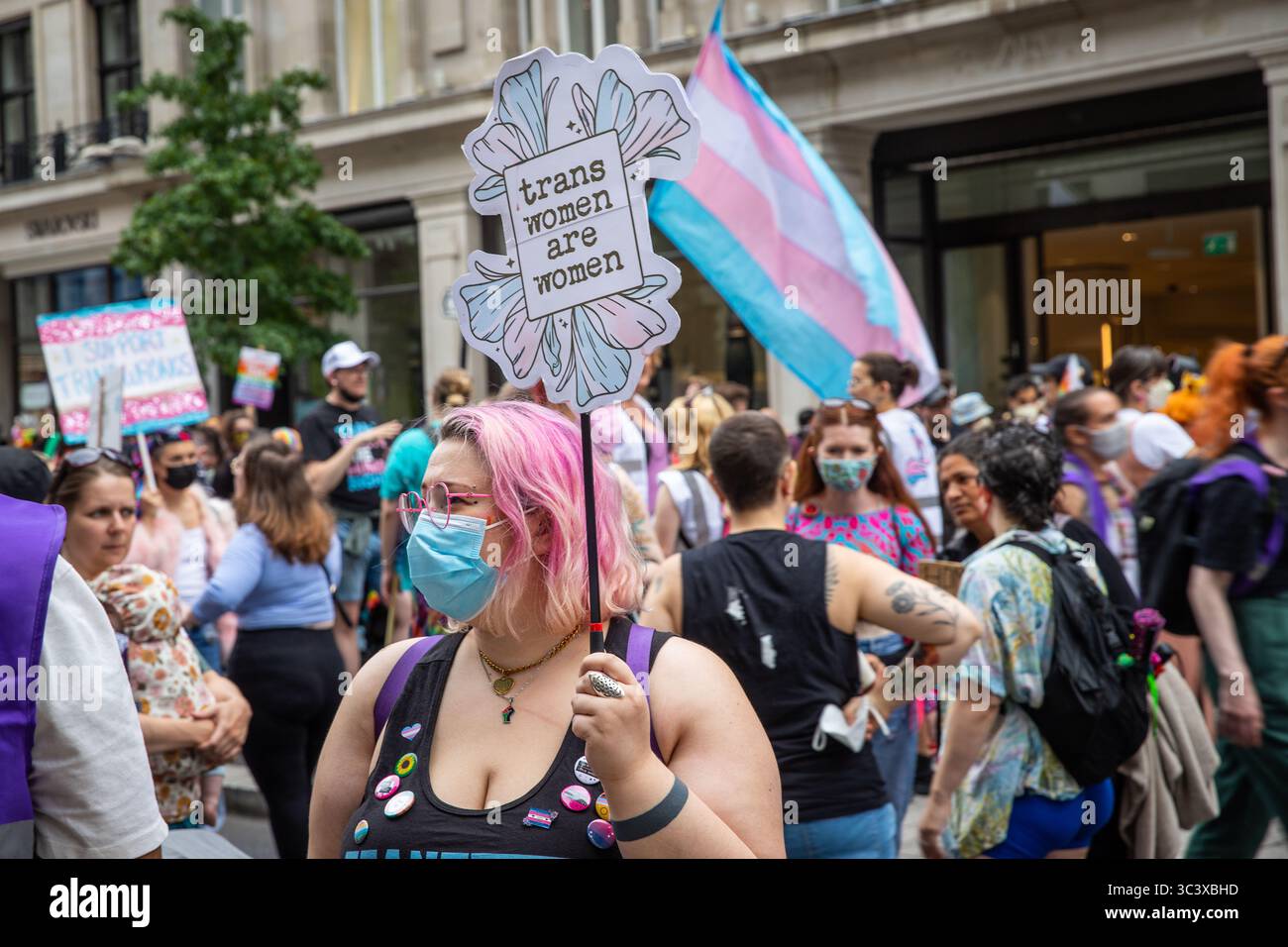 Trans women are women placard at London Trans Pride 2025 Stock Photo ...
