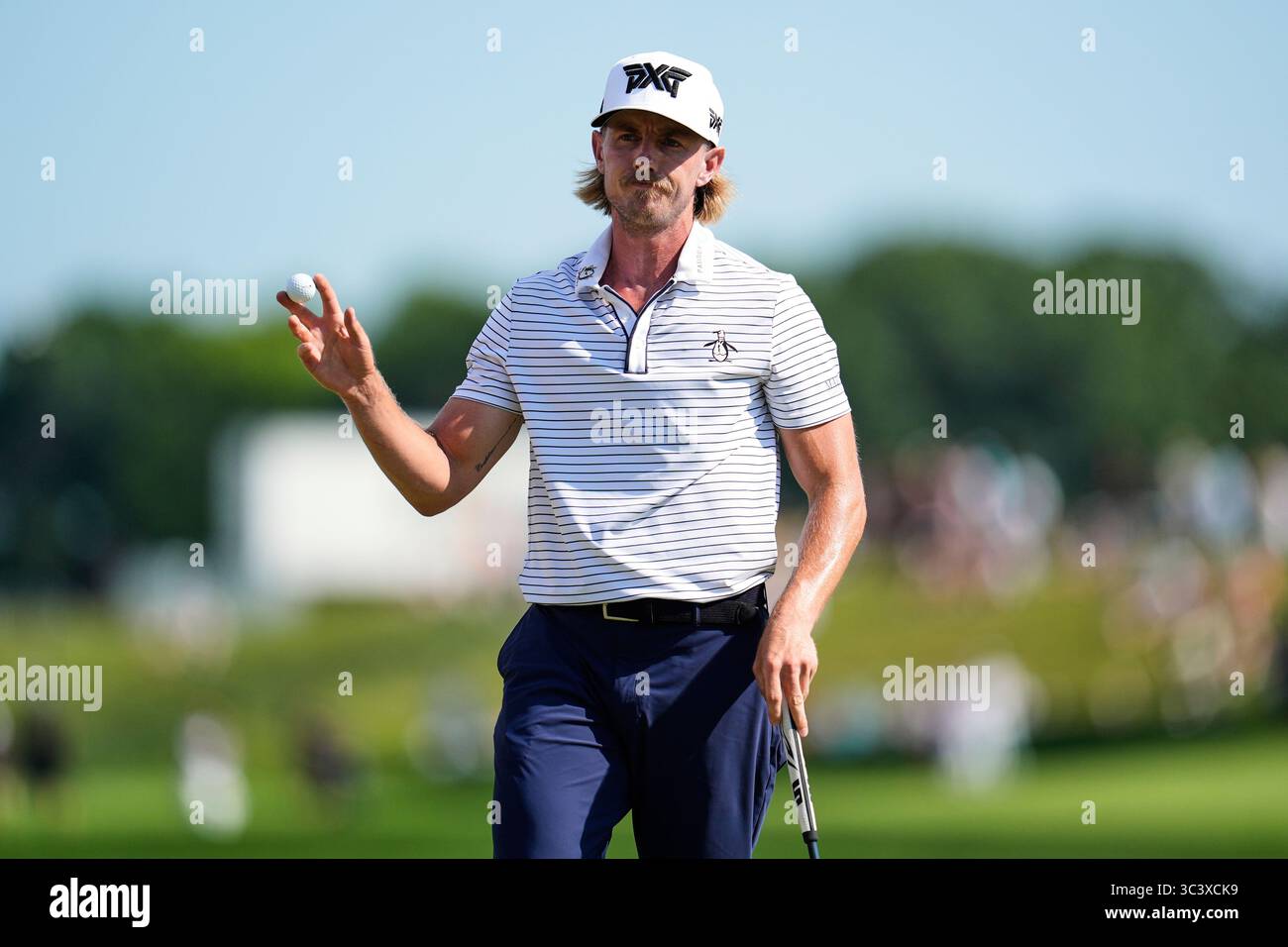Jake Knapp reacts after finishing his round during the final round of ...