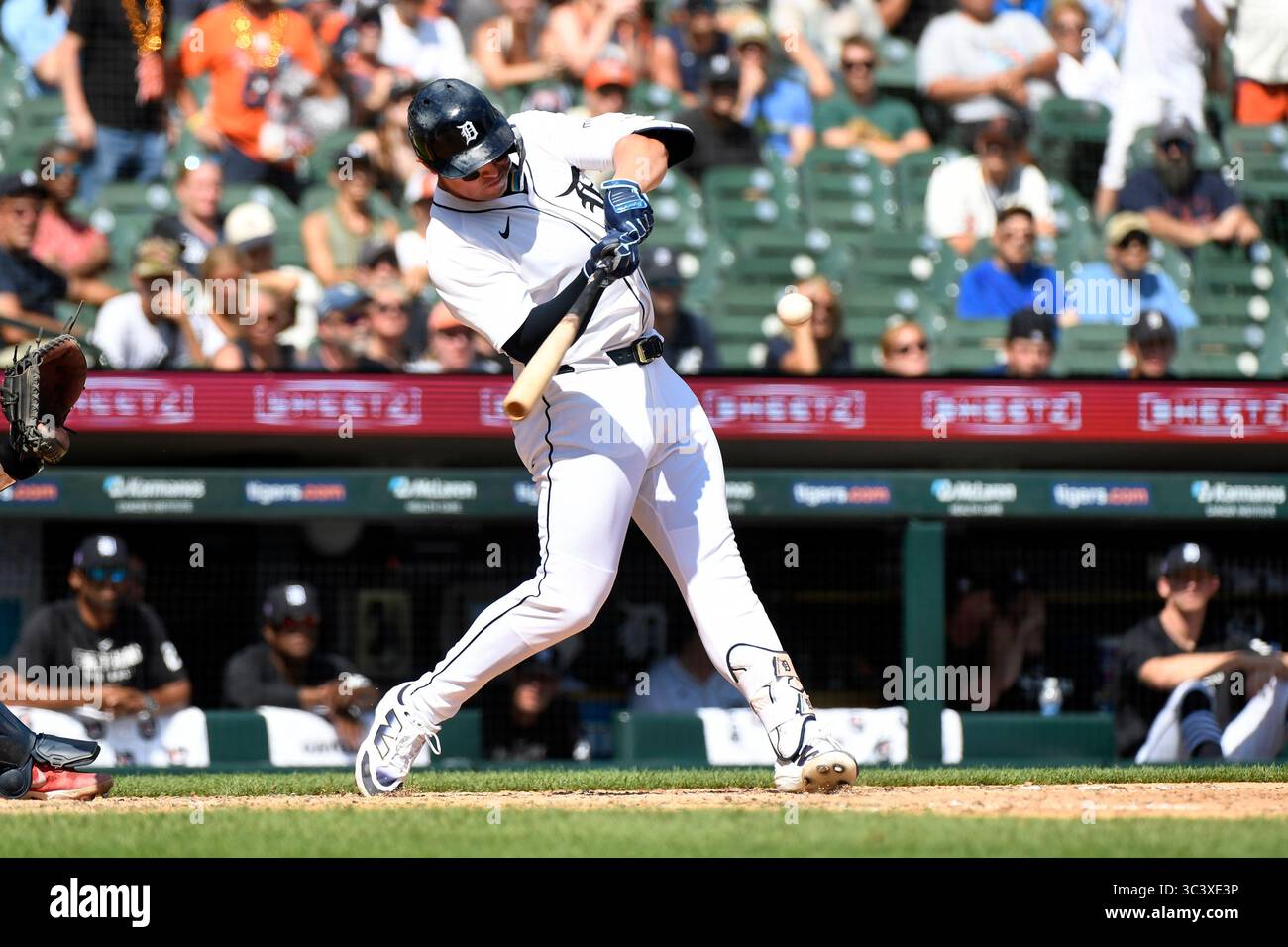 Detroit Tigers' Spencer Torkelson hits an RBI single in the eighth ...