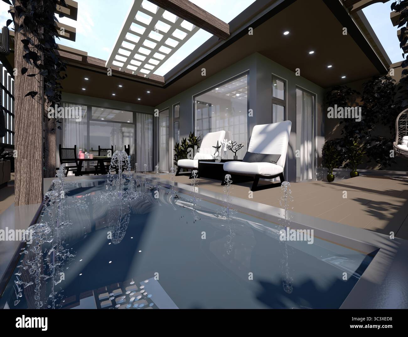 3d render outdoor terrace lifestyle Stock Photo - Alamy