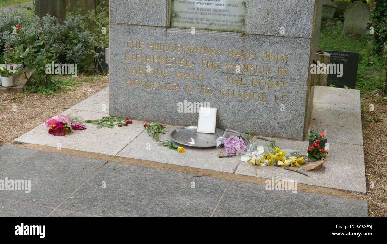 London, England 29th May 2025 Karl Marx Grave and Statue at Highgate ...