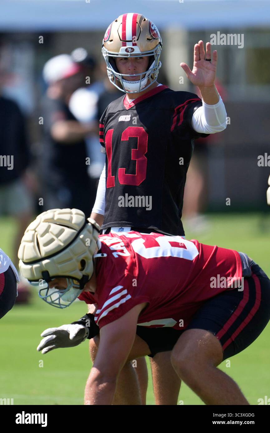San Francisco 49ers quarterback Brock Purdy (13) signals during ...