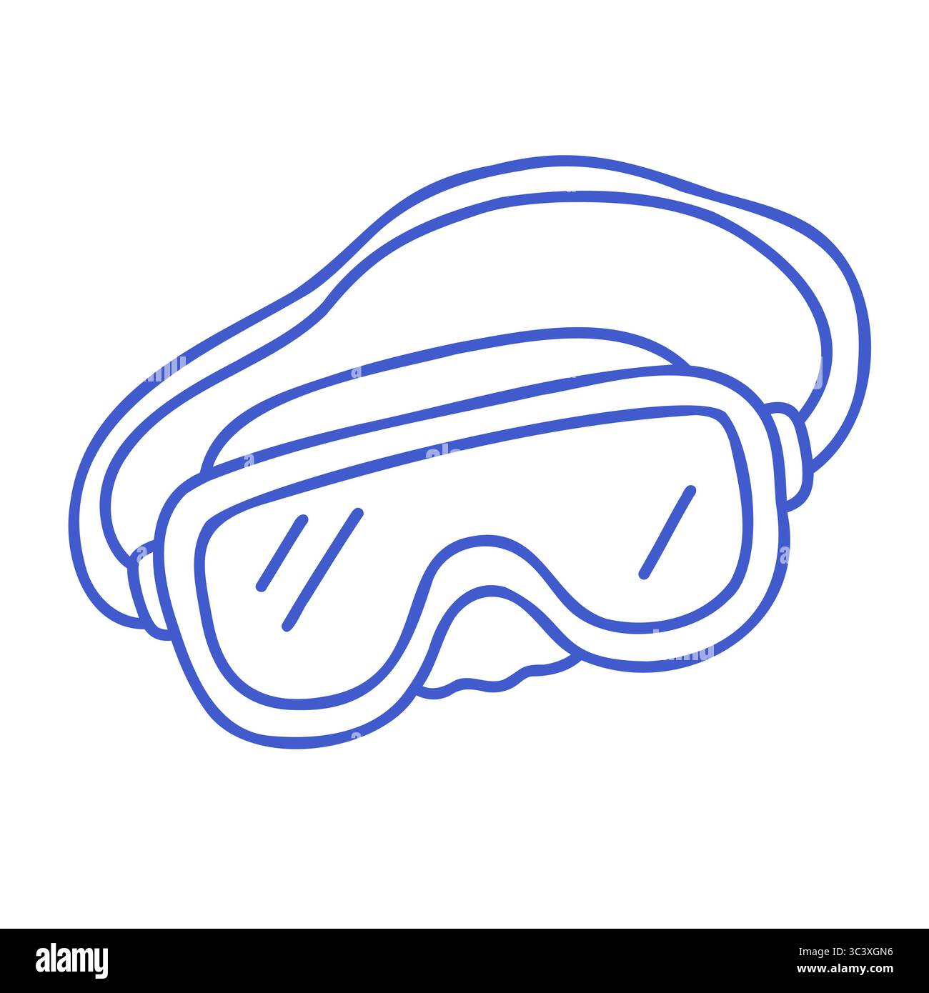 Diving goggles in marine blue line art style. Vector editable stroke ...