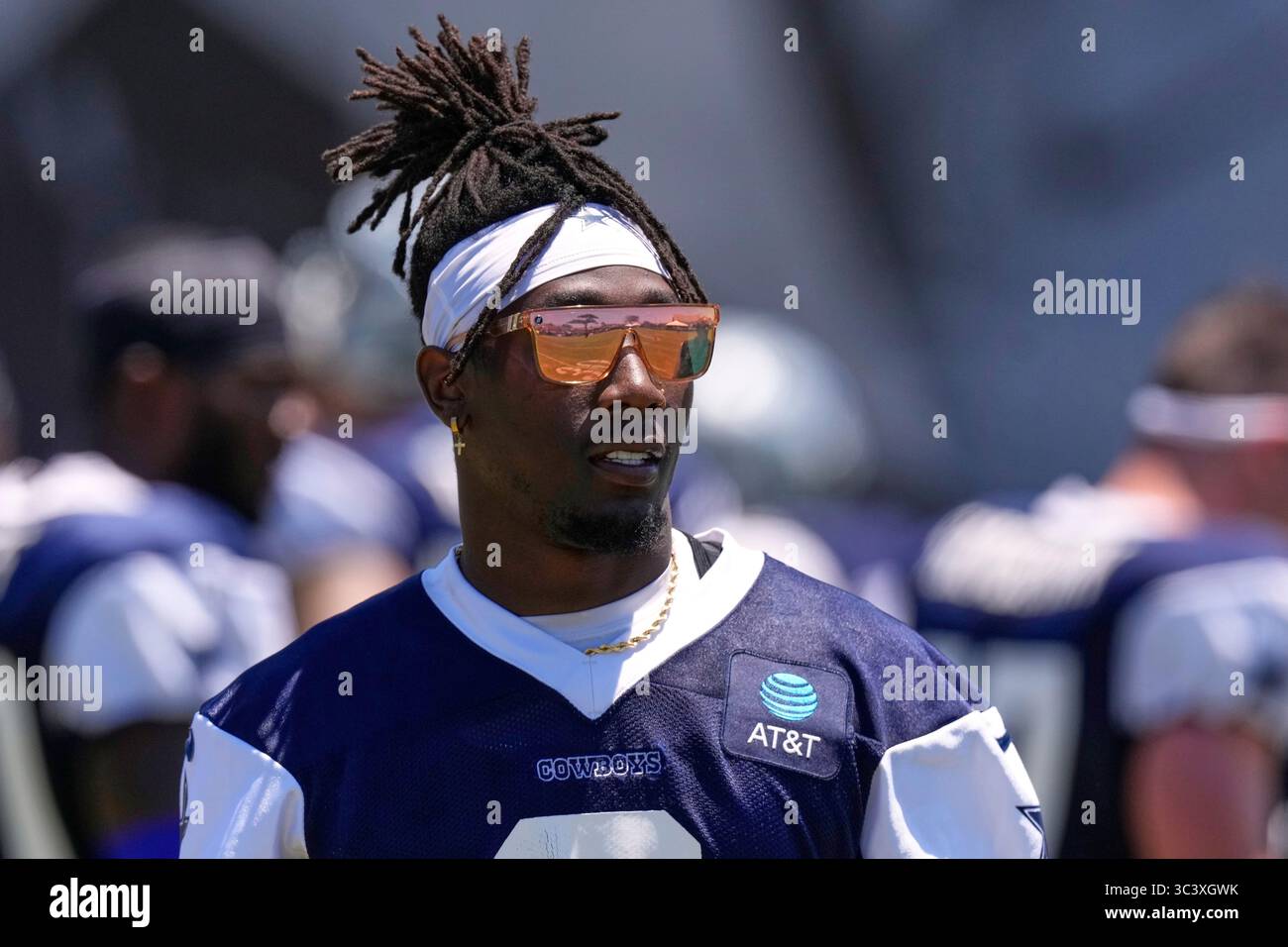 Dallas Cowboys linebacker DeMarvion Overshown stands on the field ...