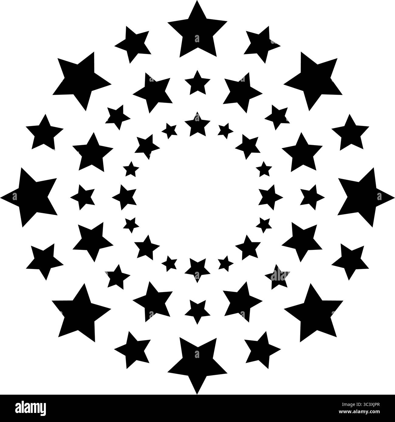 Concentric circles with starry borders isolated on white background ...