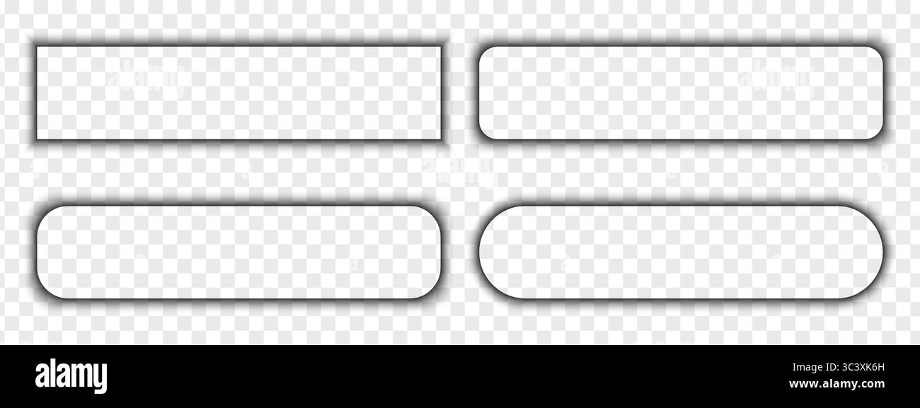 Set of rectangular shadow effects with rounded corners. Different ...