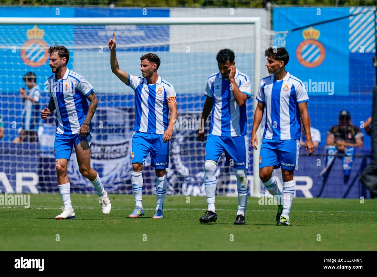Javi Puado of RCD Espanyol celebrates the 1-0 during the pre-season ...