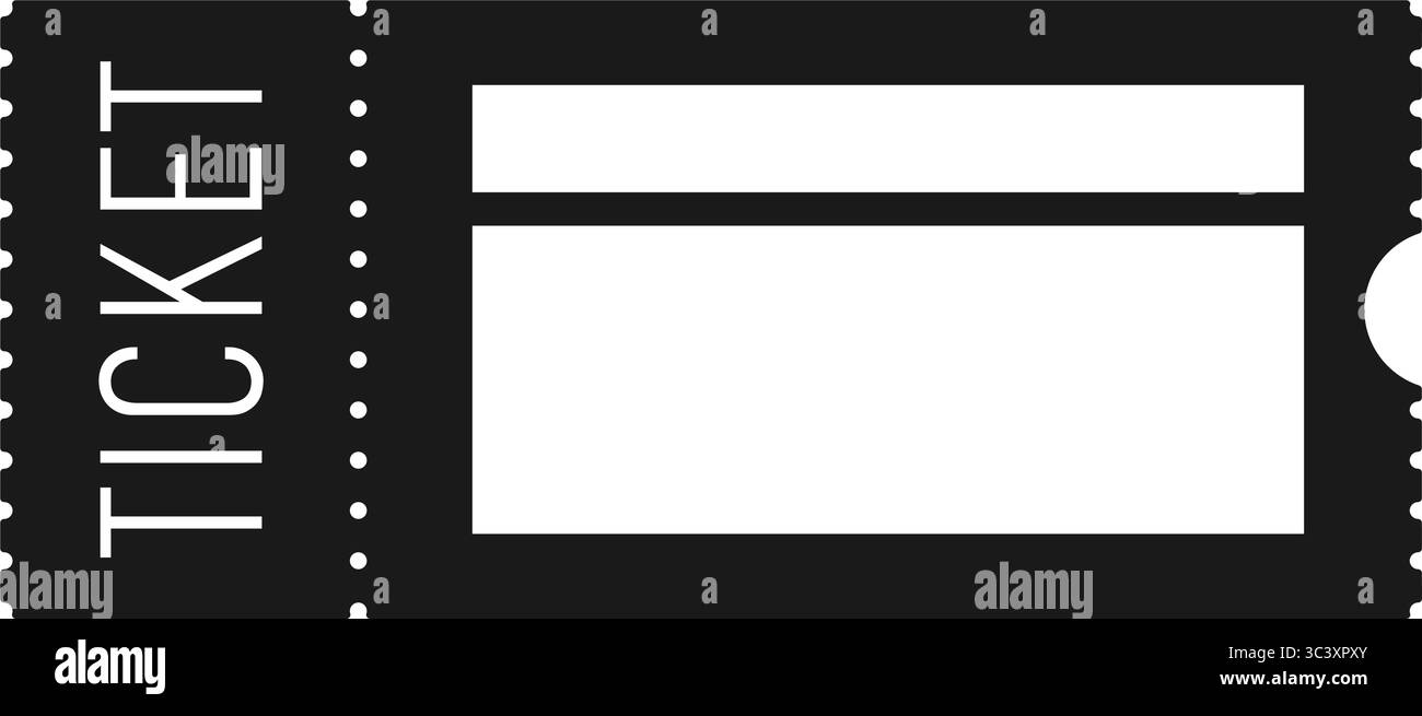 Perforated ticket stub with copy space vector illustration black fill ...