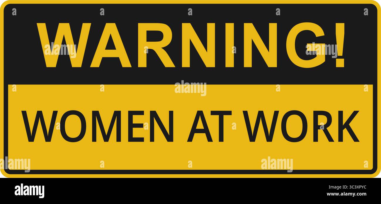 Yellow and black warning women at work caution sign vector Stock Vector ...