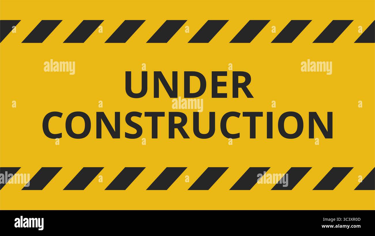 Yellow and black under construction banner tape or sign vector Stock ...