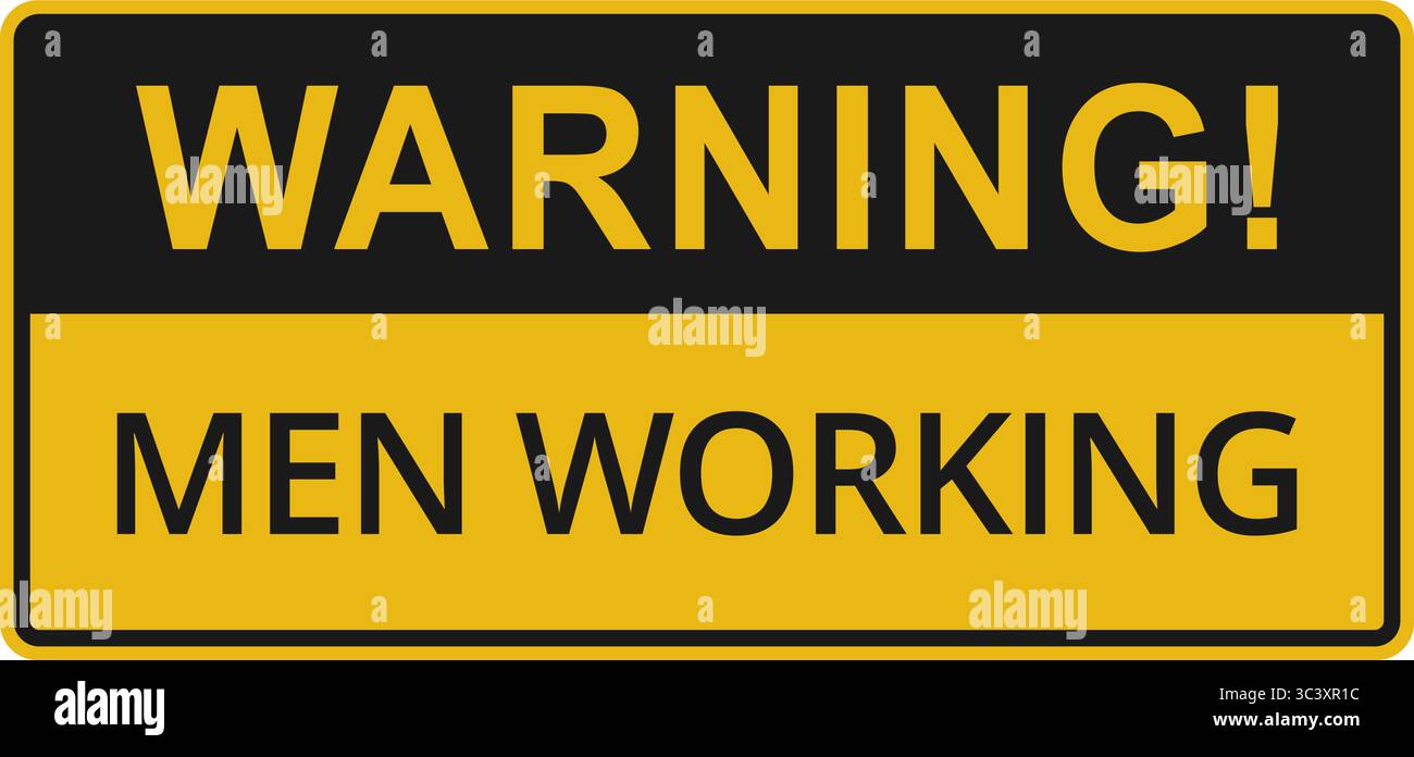 Yellow and black warning men working caution sign vector Stock Vector ...