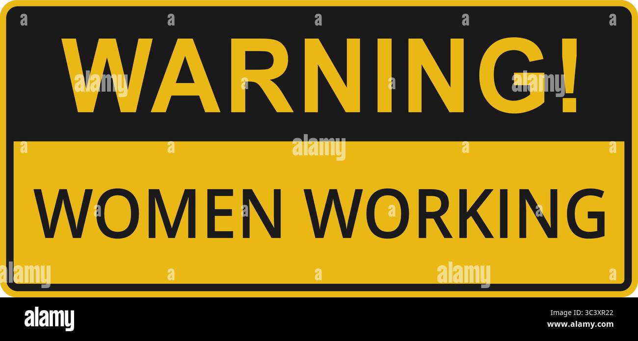 Yellow and black warning women working caution sign vector Stock Vector ...