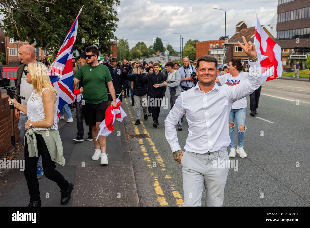 Altrincham, UK. 27 JUL, 2025. Prominent activist Ryan Ferguson poses ...