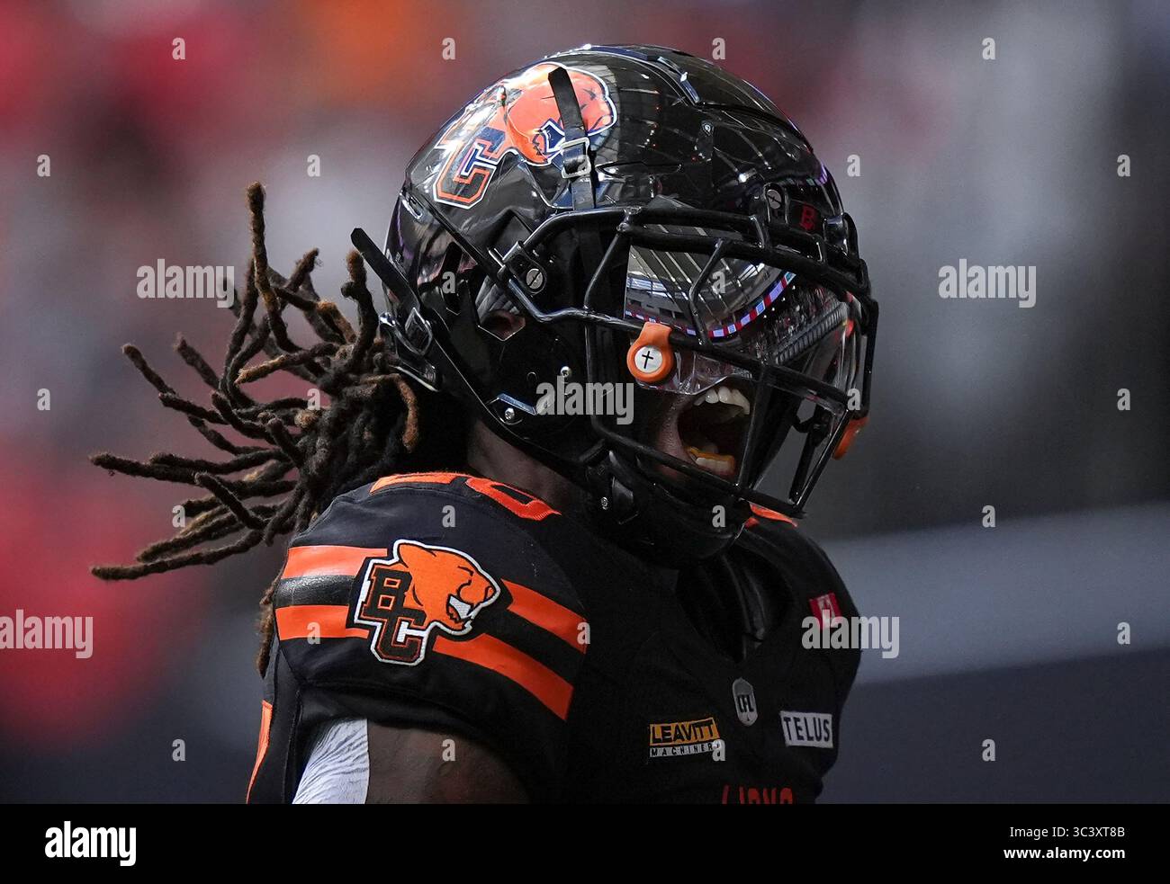 B.C. Lions' James Butler celebrates after his touchdown against the ...