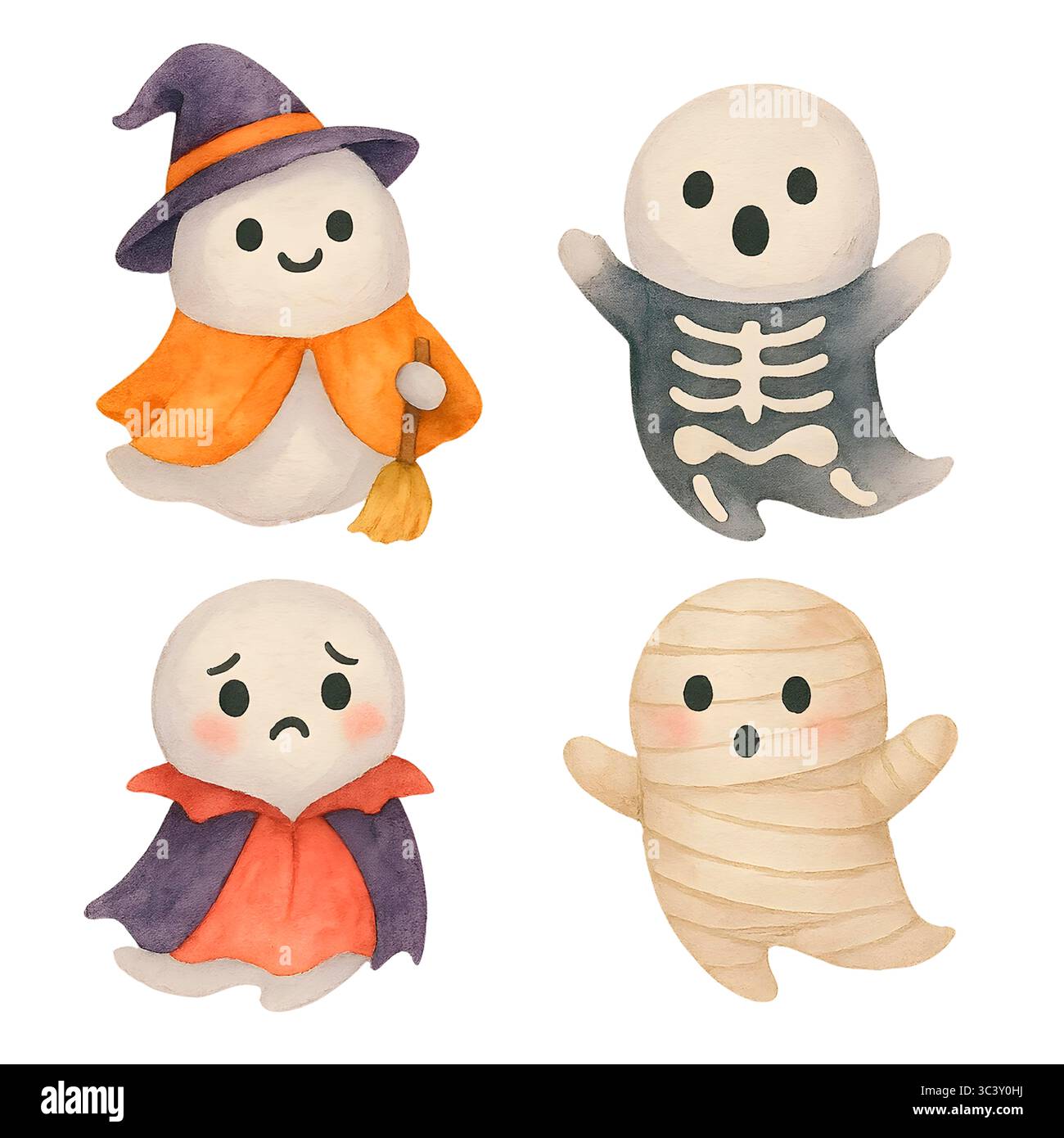 Hand Painted Halloween Clipart – Cute Ghosts, Props & Spooky Objects in ...