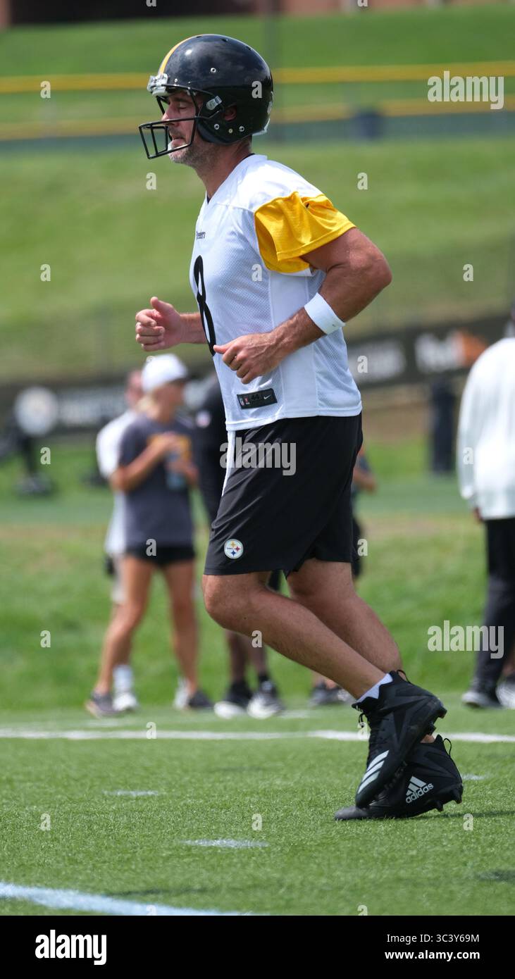 Saint Vincent College. 27th July, 2025. Aaron Rodgers #8 during the ...