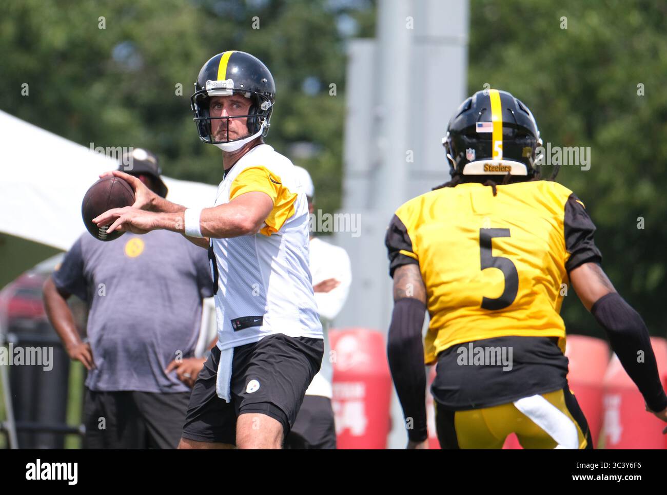 Saint Vincent College. 27th July, 2025. Aaron Rodgers #8 during the ...