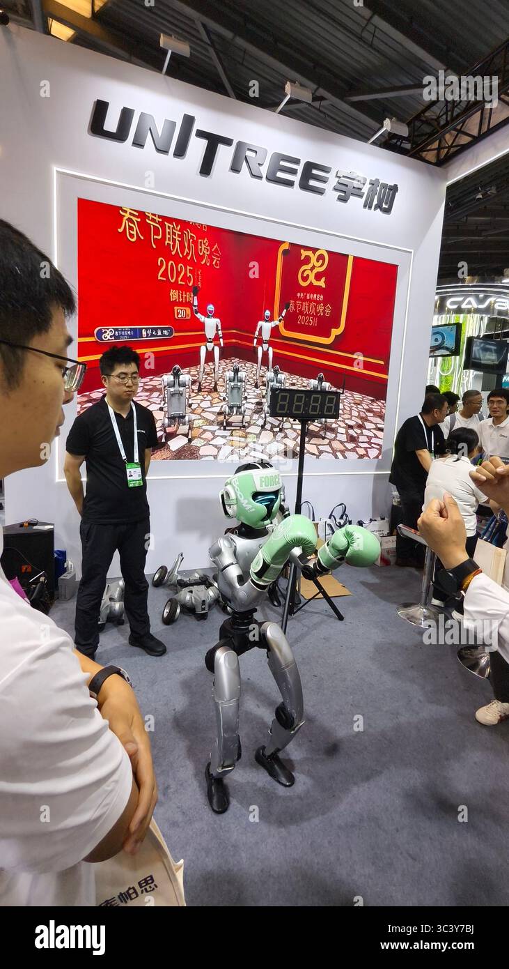 SHANGHAI, CHINA - JULY 27, 2025 - The humanoid robot Unitree G1 ...
