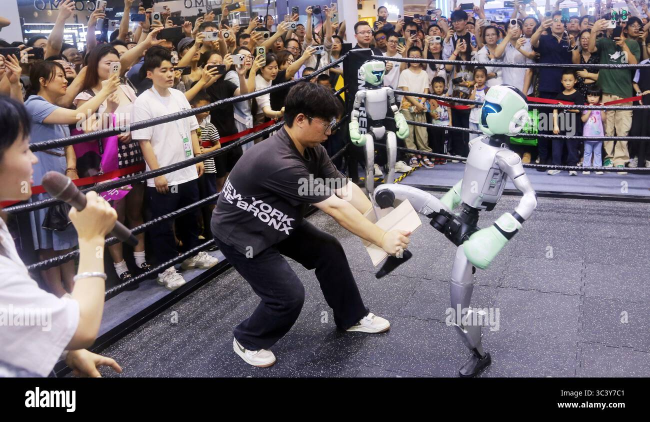 SHANGHAI, CHINA - JULY 27, 2025 - The humanoid robot Unitree G1 ...