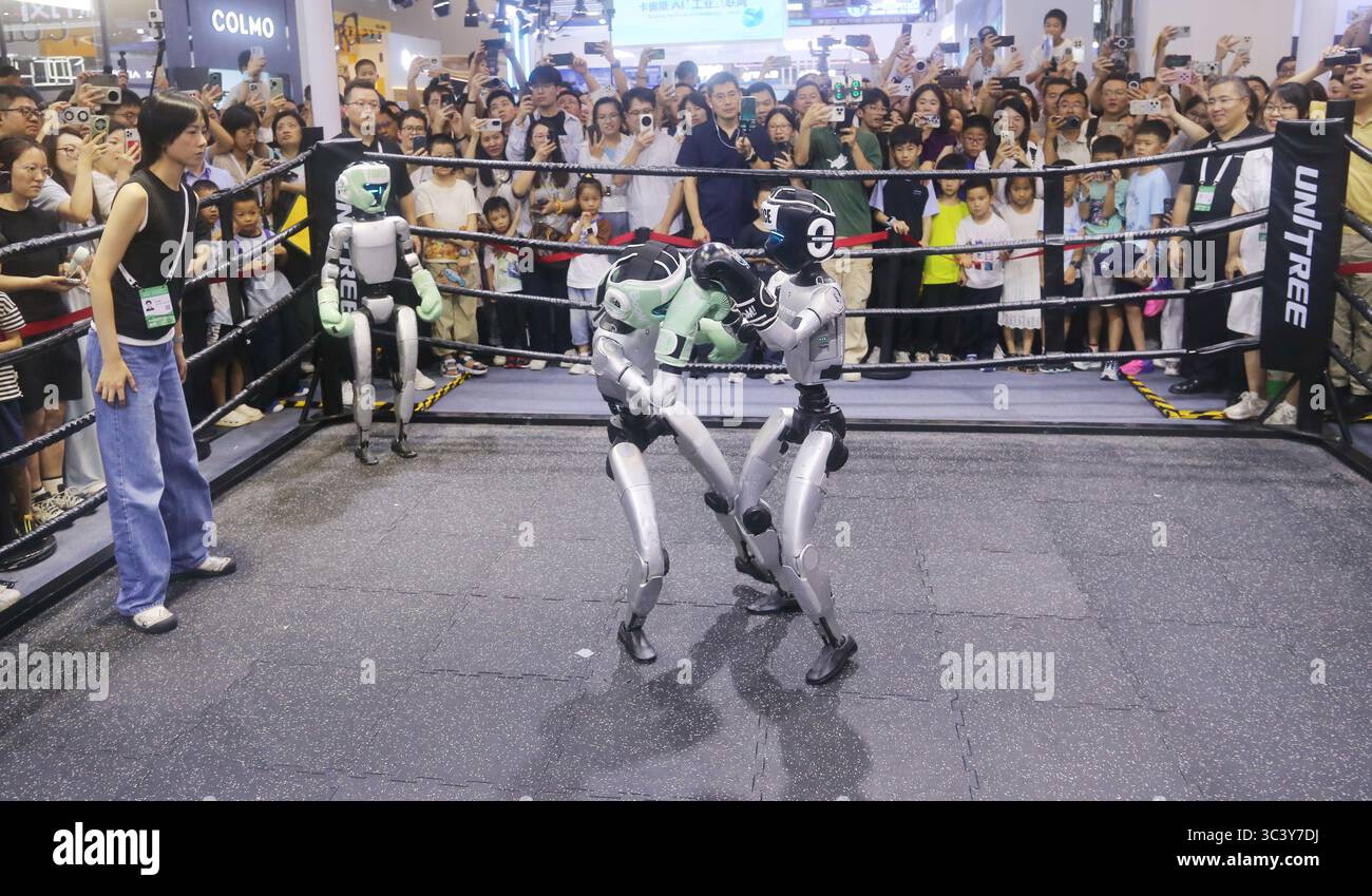 SHANGHAI, CHINA - JULY 27, 2025 - The humanoid robot Unitree G1 ...